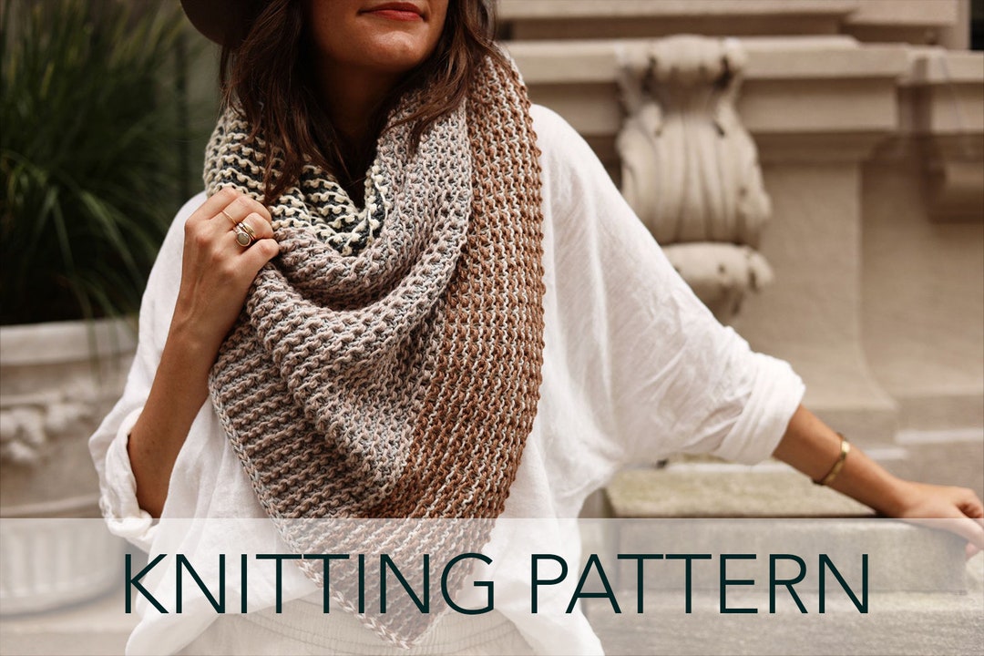 Knitting Pattern // Two Way Fade Shawl Scarf Textured Faded Ombre ...