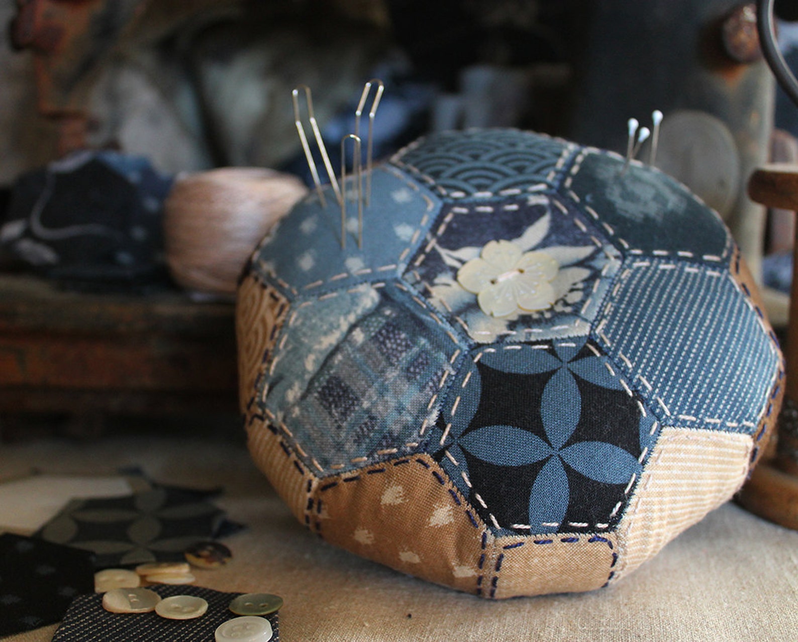 Pincushion Hexagon Flower PDF Pattern - Hexagons,easy, Hand Stitched ...