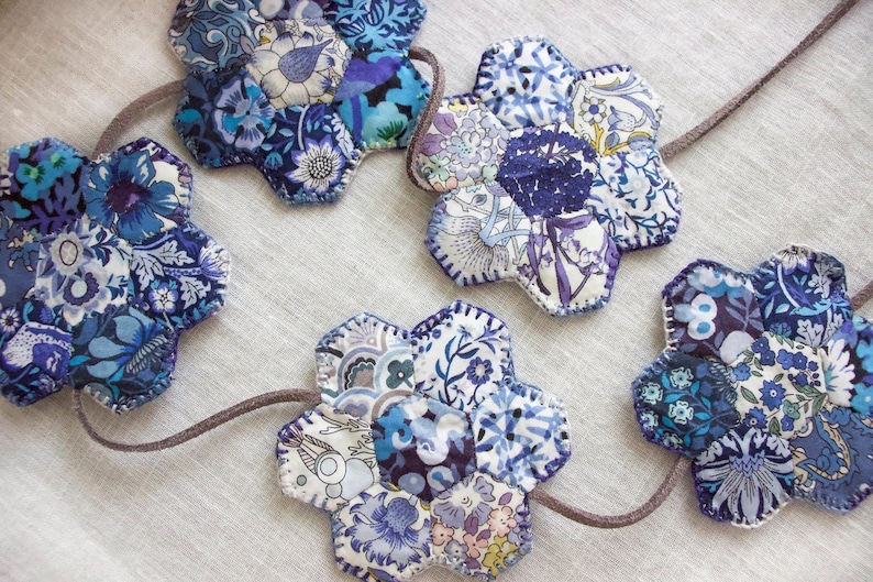 Hexie Blossom Necklace Pdf Pattern - Hexagon, Stitched, Handmade, Easy, Necklace, Blossom ...