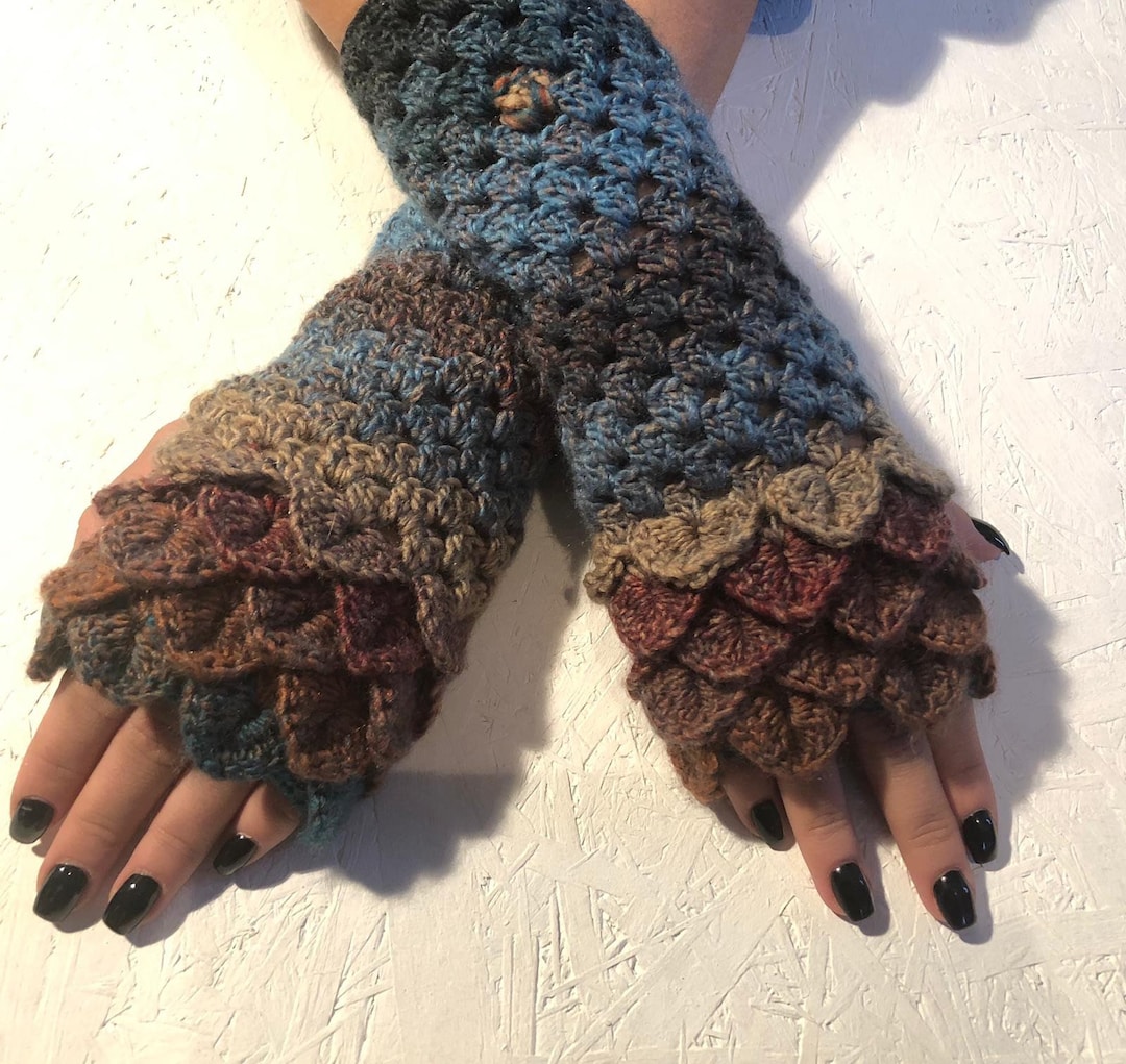 Dragon Scale Gloves-fingerless Gloves -women Fingerless -crochet Women ...
