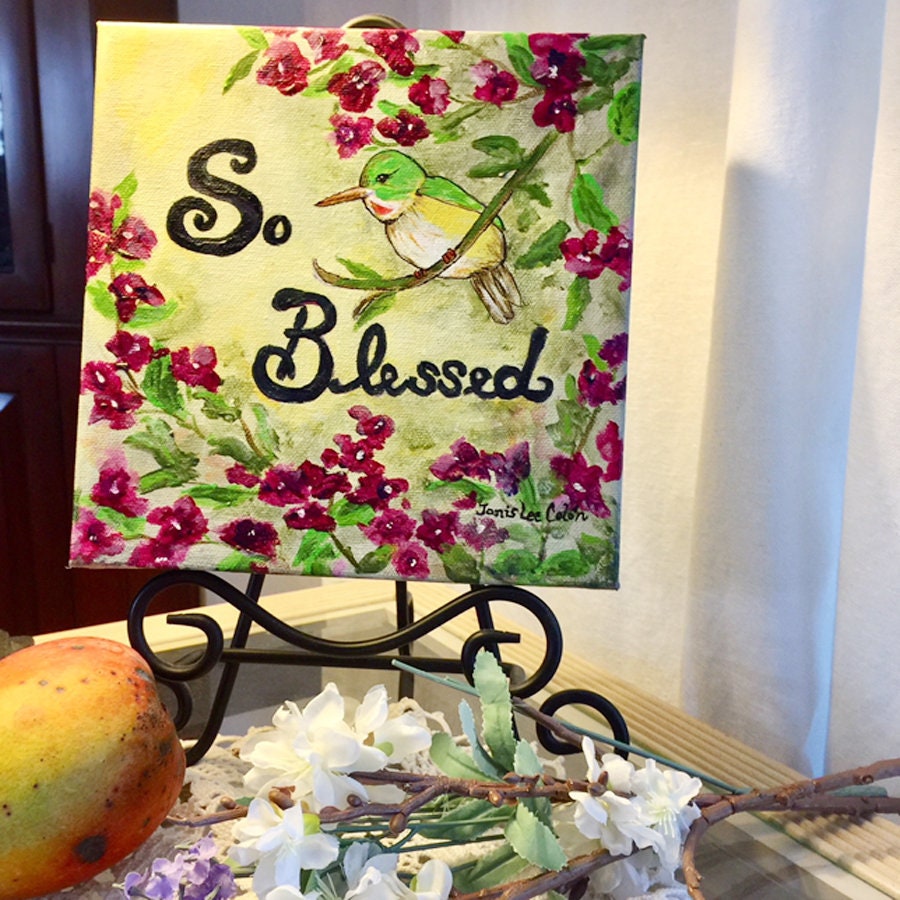 So Blessed word art inspirational acrylic original painting | Etsy