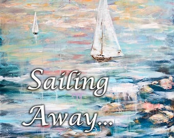 Let's Sail Away word Art Print of an Original Acrylic | Etsy