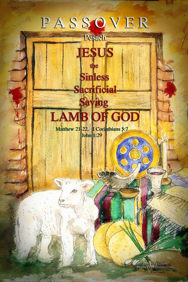 Passover Pesach Inspirational Art Poster 12"x18"; Lamb Shofar Seder ...