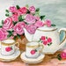 Tea Set With Pink Roses Print of Original Acrylic Painting - Etsy