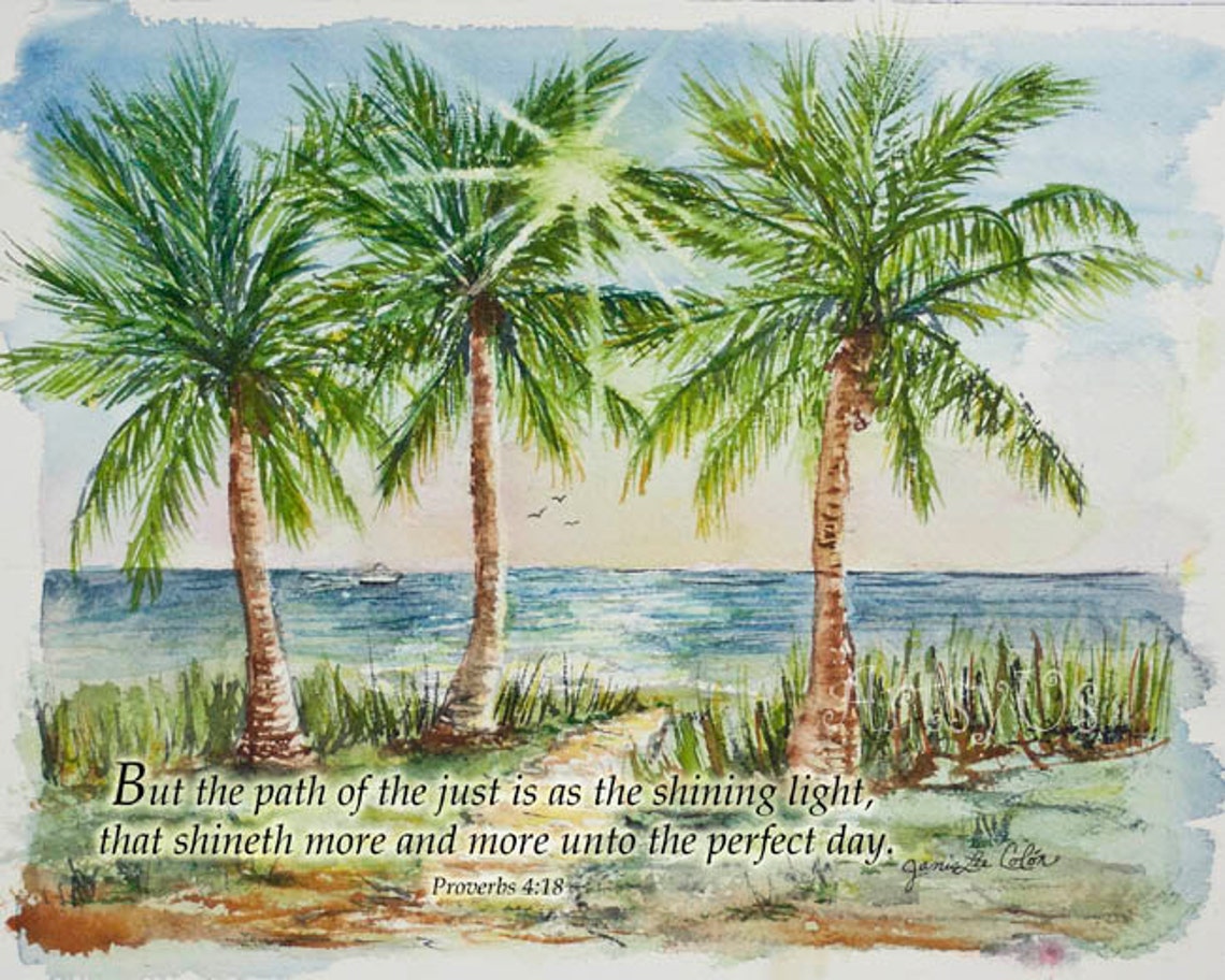 Sunburst Beach Morning Proverbs 4:18- Inspirational Scripture Bible Art ...