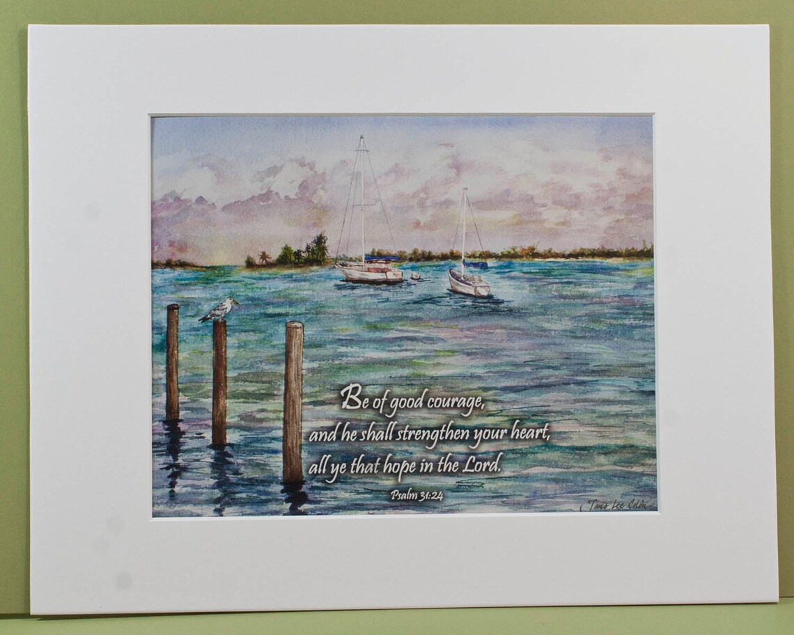 Sebastian Marina Psalm 31:24 Inspirational Scripture Art - Etsy