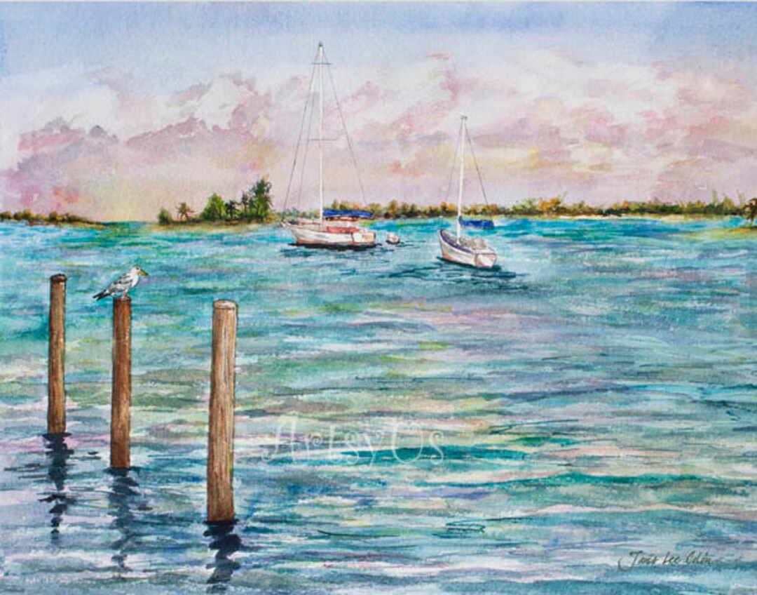 Sebastian Marina Print, Ocean, Bay, Sail Boats, Nautical - Etsy