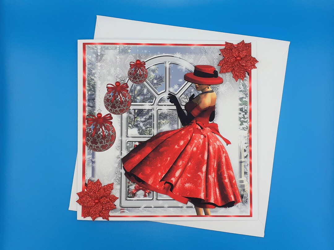 Art Deco Christmas Card 8x8inches Wifedaughter Sister - Etsy UK