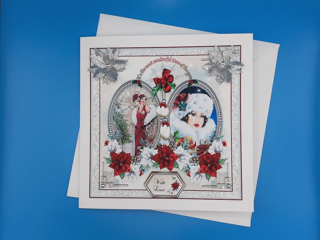 Art Deco Christmas Card, 8x8inches, Wife,daughter, Sister, Granddaughter, Mother - Etsy UK