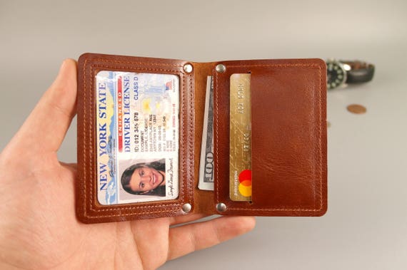 ID wallet PERSONALIZED card wallet Minimalist leather | Etsy