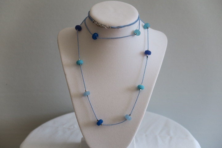 Blue Multi Strand Necklace - Etsy