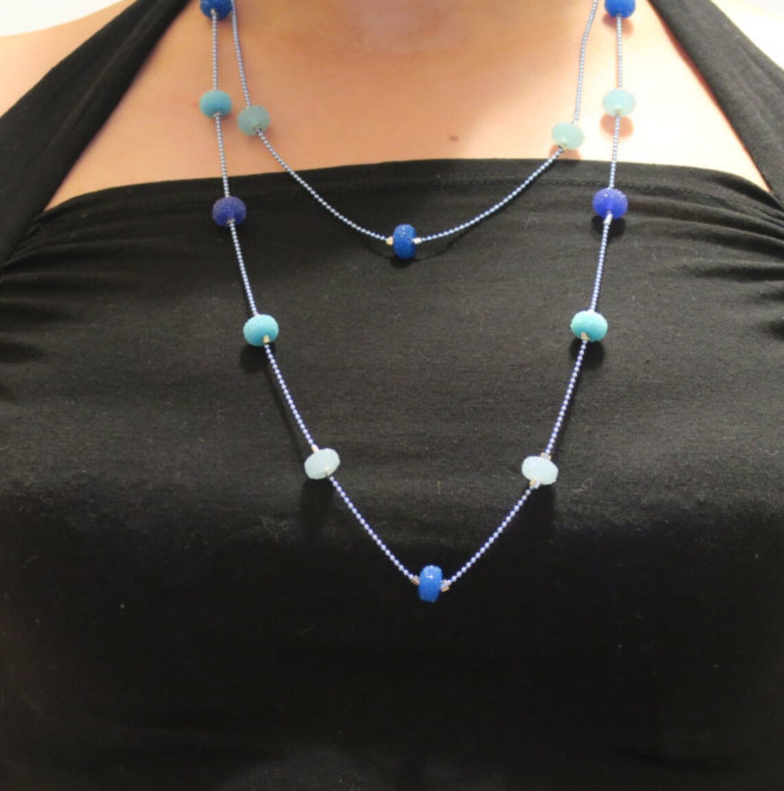 Blue Multi Strand Necklace - Etsy