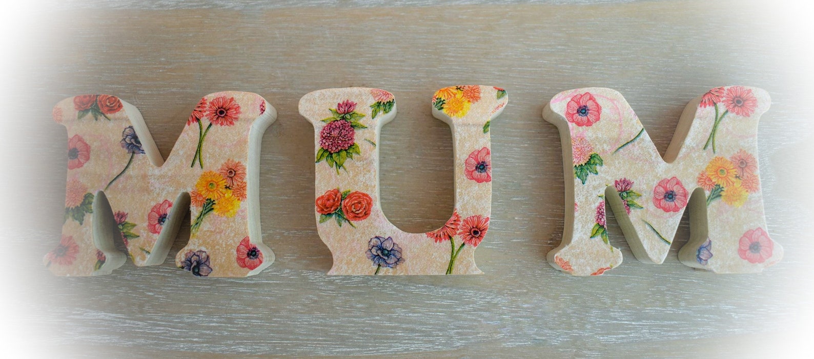 Mum Freestanding Decoupaged Letters - Etsy UK