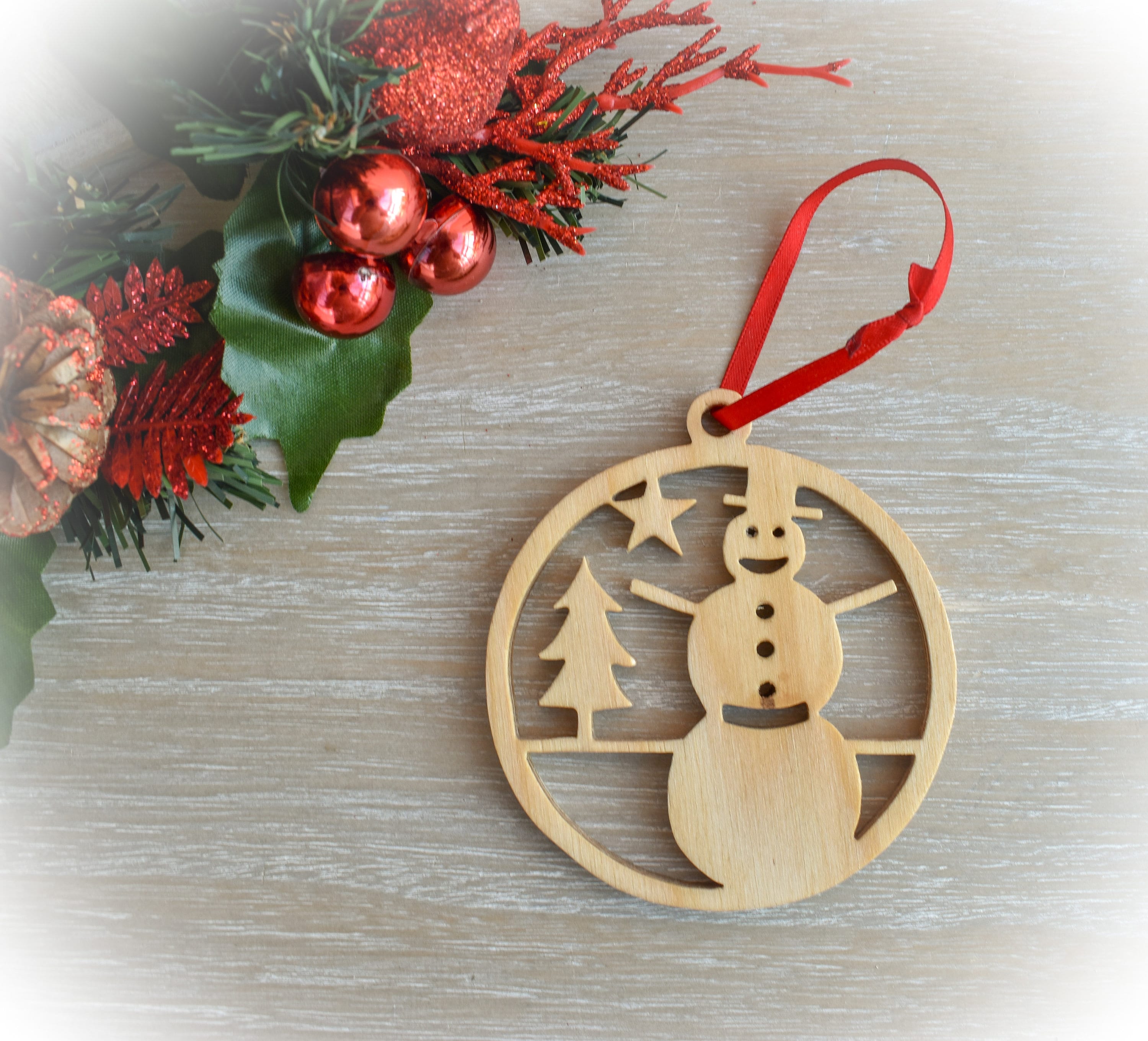Wooden Snowman Christmas tree decoration | Etsy