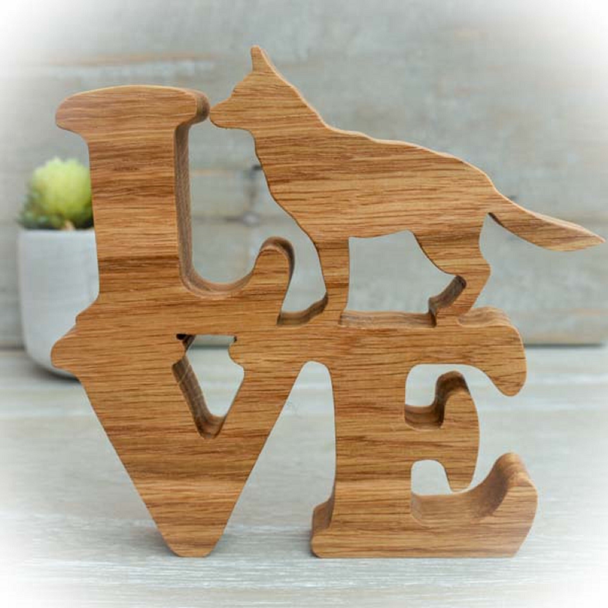 German Shepherd Dog Wooden Love Sign Ornament - Etsy UK