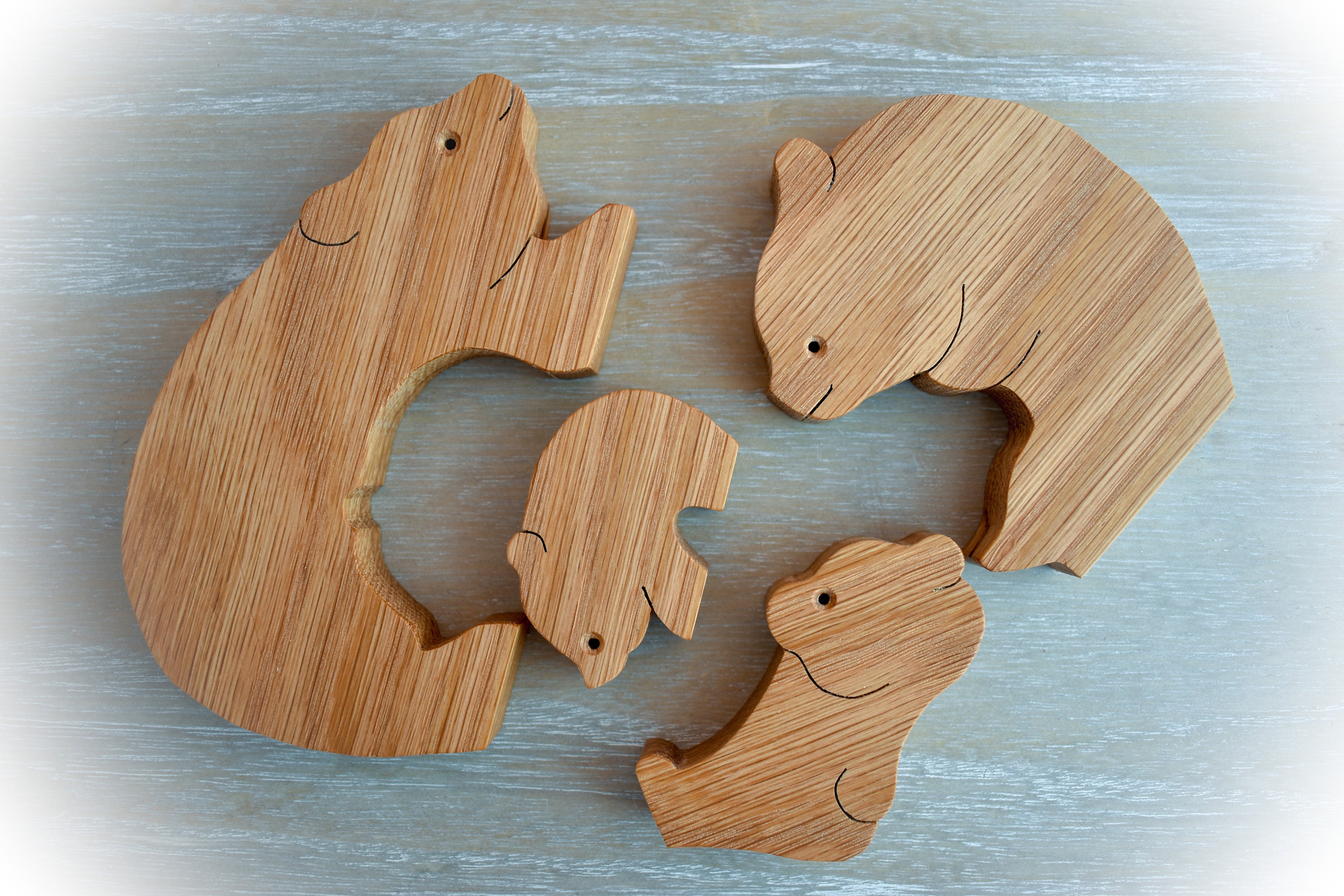 Wooden Bear Family of four | Etsy