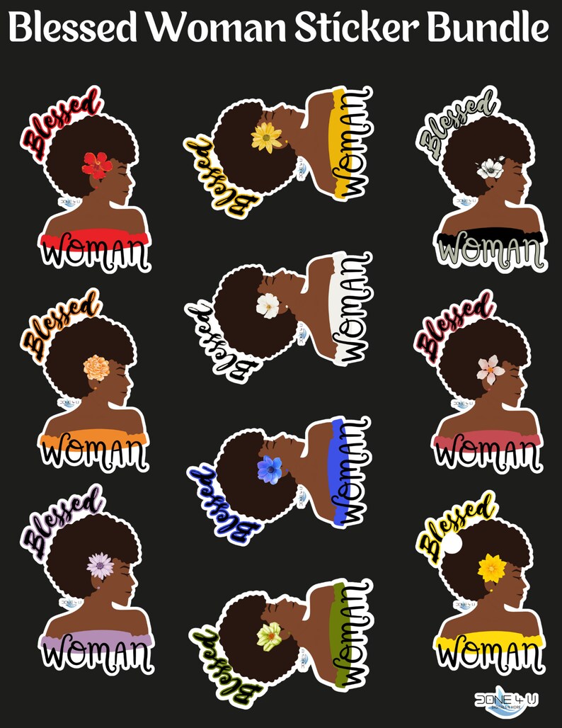 10 Colors Blessed Woman PNG Downloadable Printable Stickers Can Be Used ...