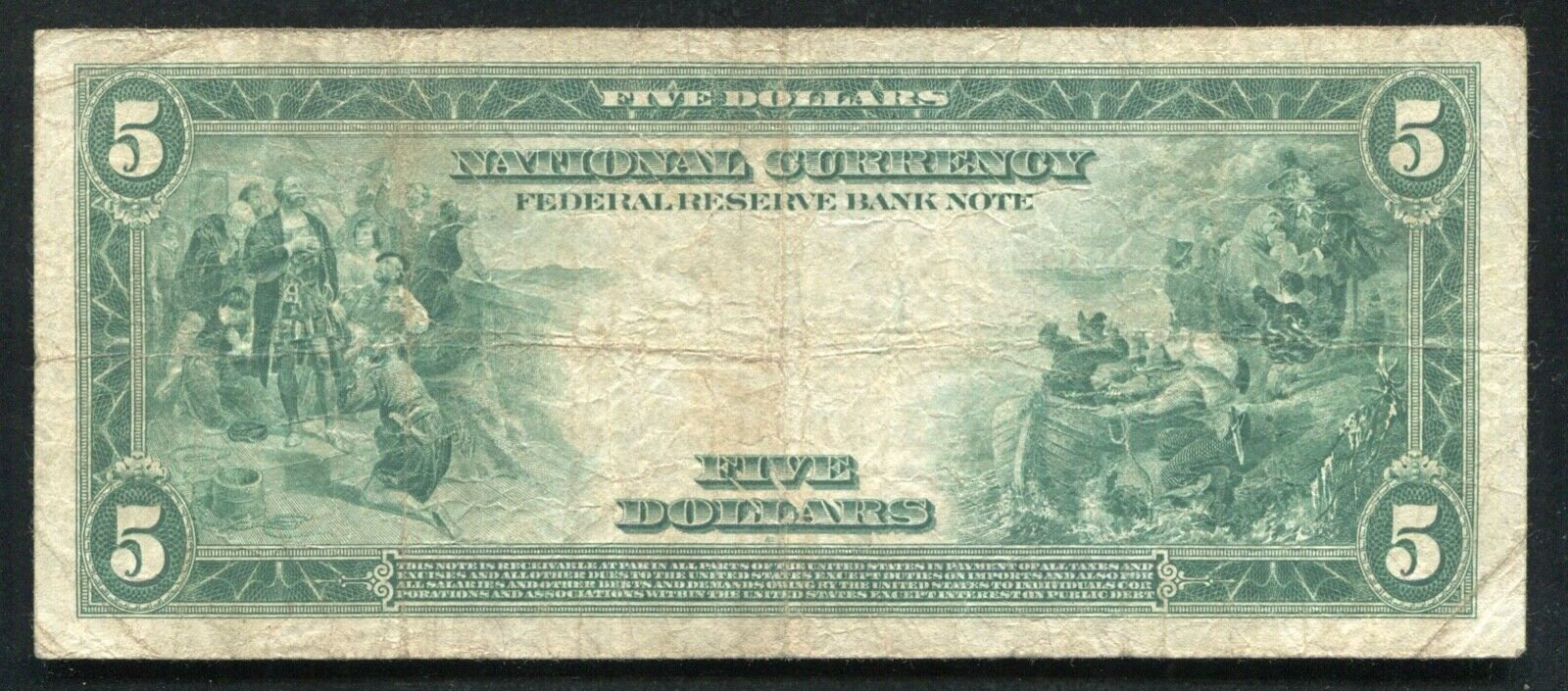 WW1 WWI 1918 US Five Dollar Federal Reserve Bank Note Money Currency W ...