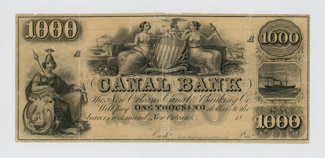 1800s 1000 Dollar New Orleans Louisiana Bank Note Currency Money - Etsy