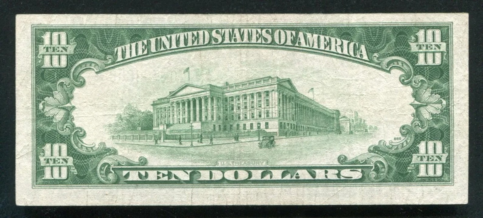 1934 US 10 Dollar Federal Reserve Note Vintage Currency W/ Alexander ...