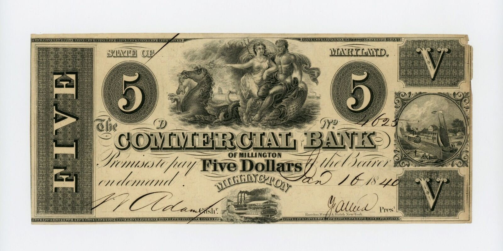 1840 5 Dollar Maryland Bank Note Antique Currency - Etsy