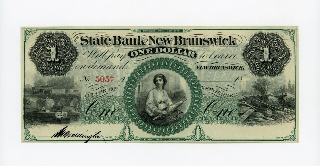 1800s One Dollar New Jersey Bank Note Money Currency - Etsy