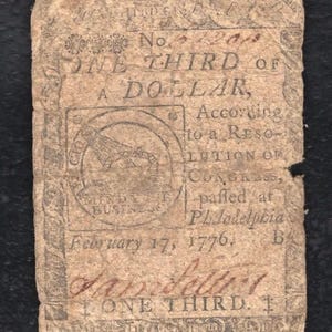 US Revolutionary War Era 1776 Continental Currency Note Money - Etsy