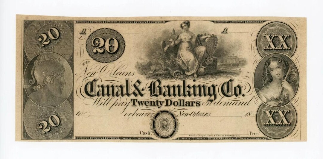 1800s 20 Dollar New Orleans Louisiana Bank Note Money Currency - Etsy