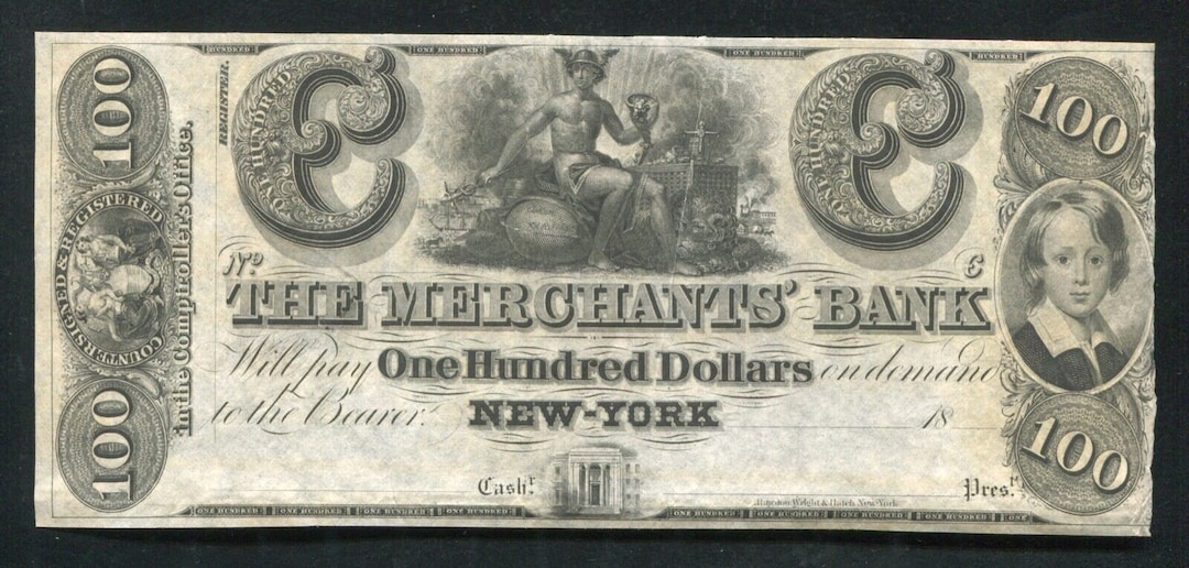 Buy 1800s 100 Dollar New York Bank Note Money Antique Currency Online ...
