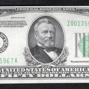 1934 50 Dollar Federal Reserve Note Money Currency W/ US Grant - Etsy