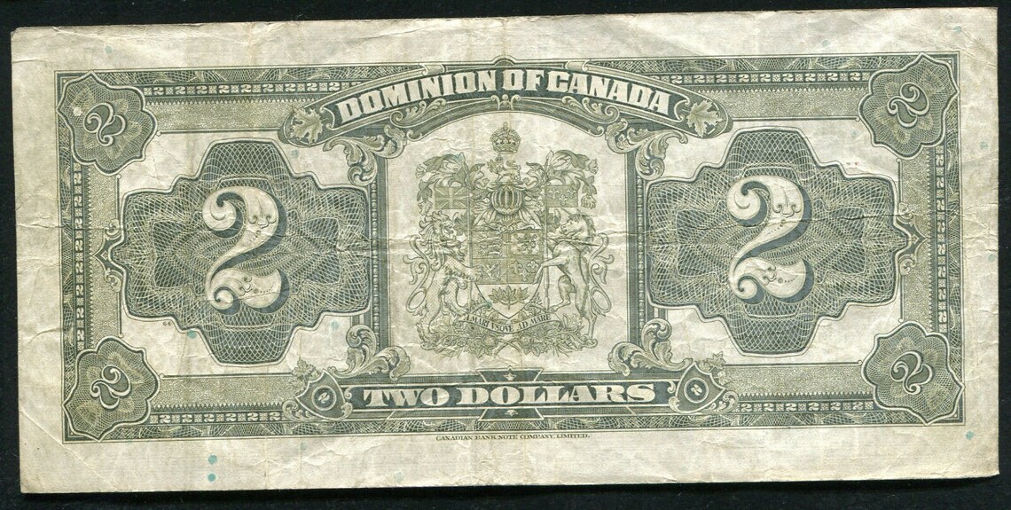 1923 Vintage Canadian 2 Dollar Note Currency Money - Etsy