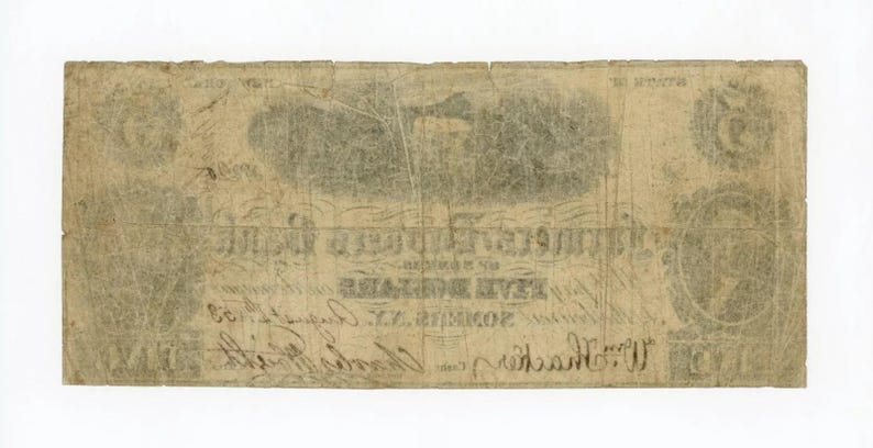 1850s Five Dollar New York Bank Note Money Antique Currency - Etsy