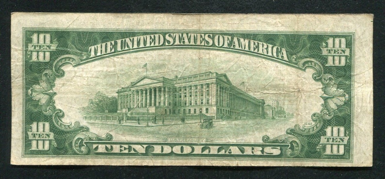1934 US 10 Dollar Federal Reserve Note Vintage Currency - Etsy