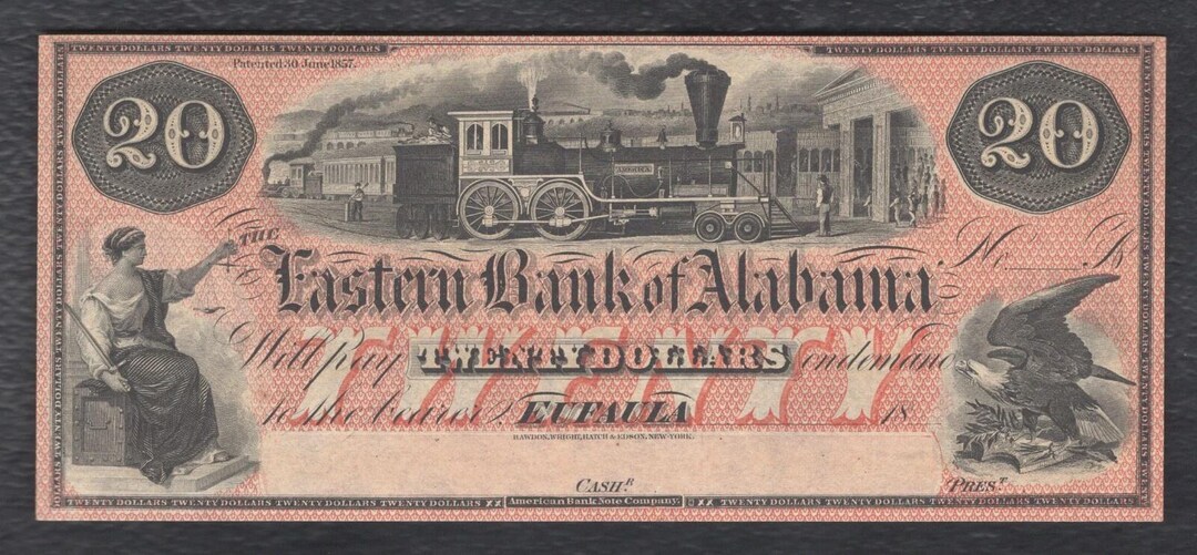 1800s Twenty Dollar Alabama Bank Note Money Currency - Etsy