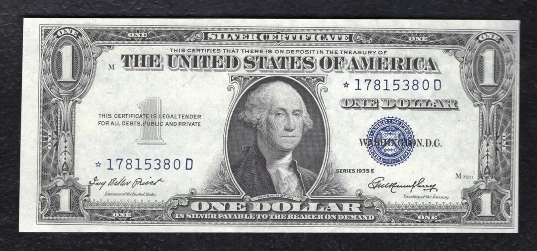 1935 1 One Dollar Bill Silver Certificate Currency Note Money W/ George ...