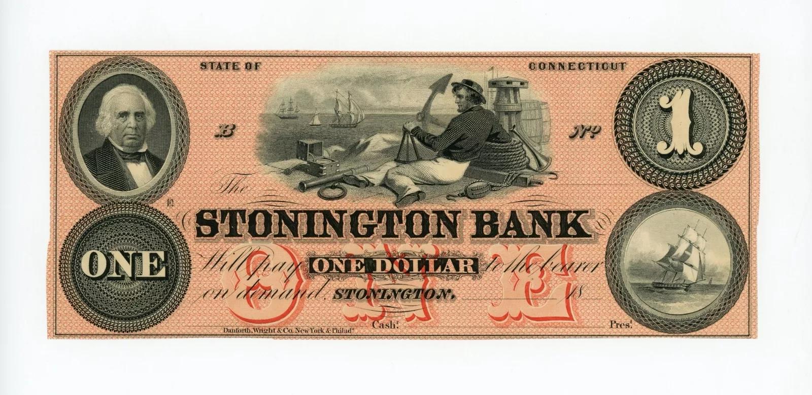 1800s One Dollar Connecticut Bank Note Money Currency - Etsy