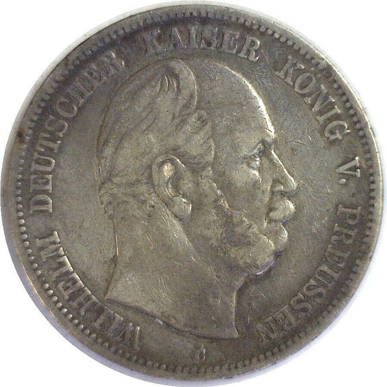 Antique 1876 German States Prussian 5 Mark Silver Coin - Etsy