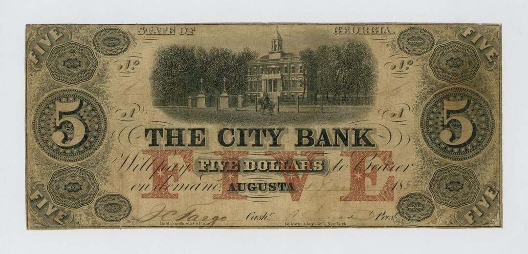 1850s 5 Dollar Georgia Bank Note Money Antique Currency - Etsy