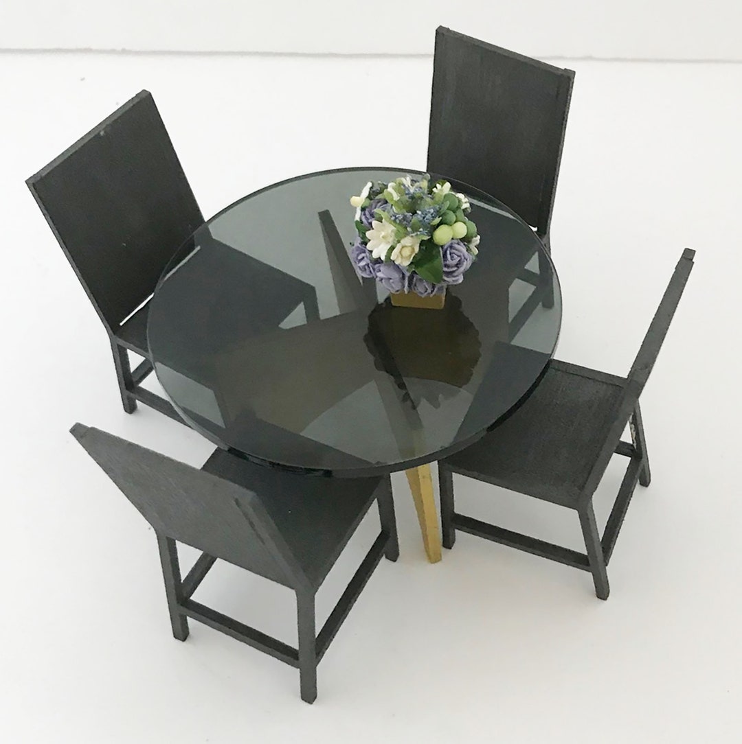Miniature Table Set, 1:12 Scale, Modern Miniature. - Etsy