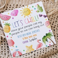 Printable Play Date Calling Card, Keep in Touch Contact Card, Summer ...