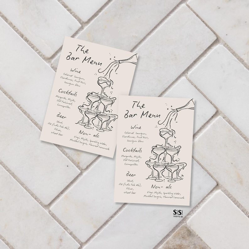 Hand Drawn Bar Drinks Menu Template Hand Drawn Scribble Illustration ...