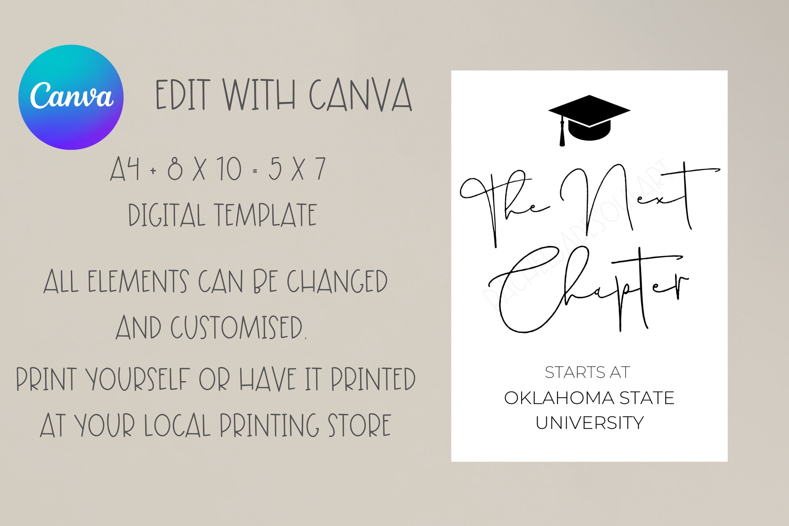 The Next Chapter Sign Printable Template Custom Graduation Party ...