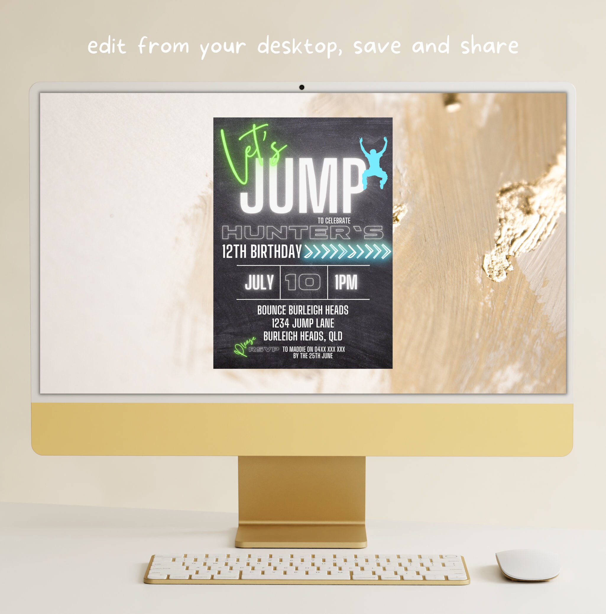 Jump Party Birthday Invitation Trampoline Party Invite Jumping Party ...