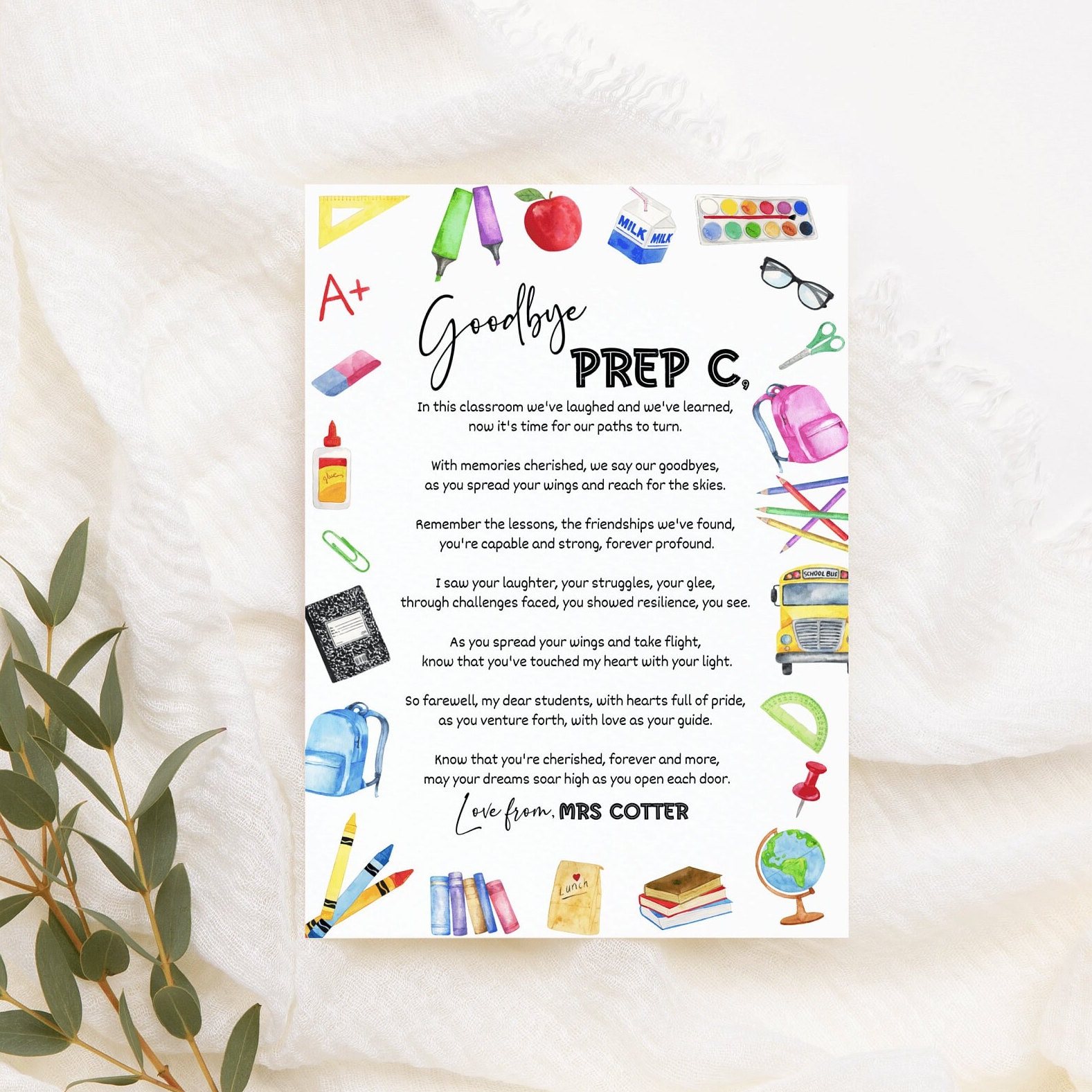 Goodbye Letter From Teacher Personalized Student Gifts End of Year ...