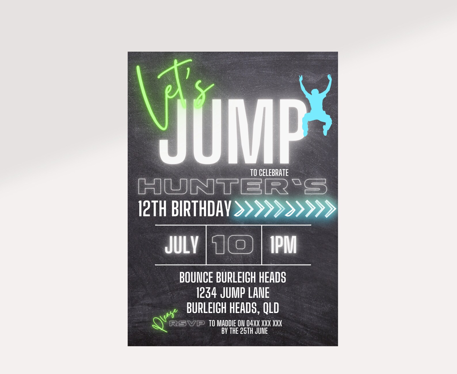Personalized Jump Birthday Invitation Trampoline Party Invite Jumping ...
