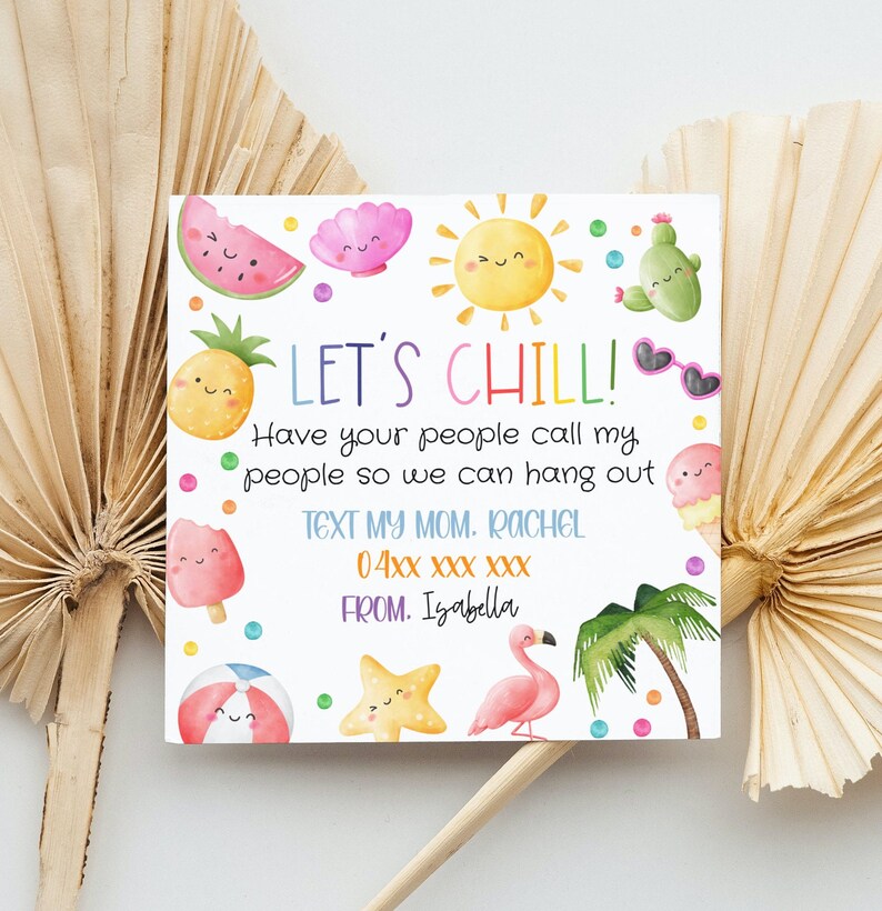 Summer Playdate Cards for Kids Printable End of School Play Date Cards ...