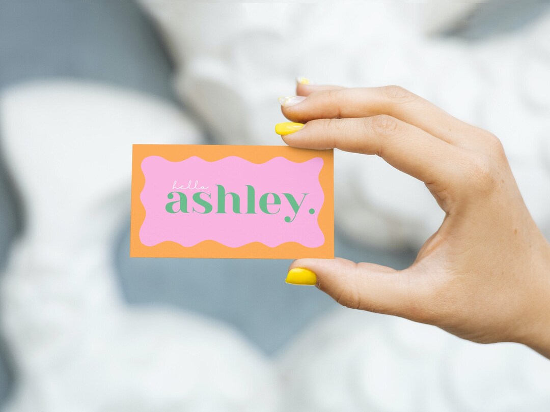 Printable Wavy Birthday Place Cards Editable Retro Custom Name Place ...