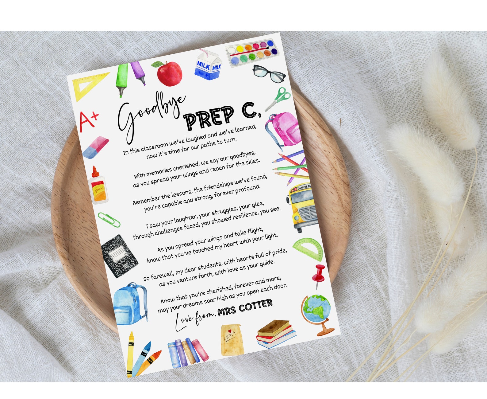 Goodbye Letter From Teacher Personalized Student Gifts End of Year ...