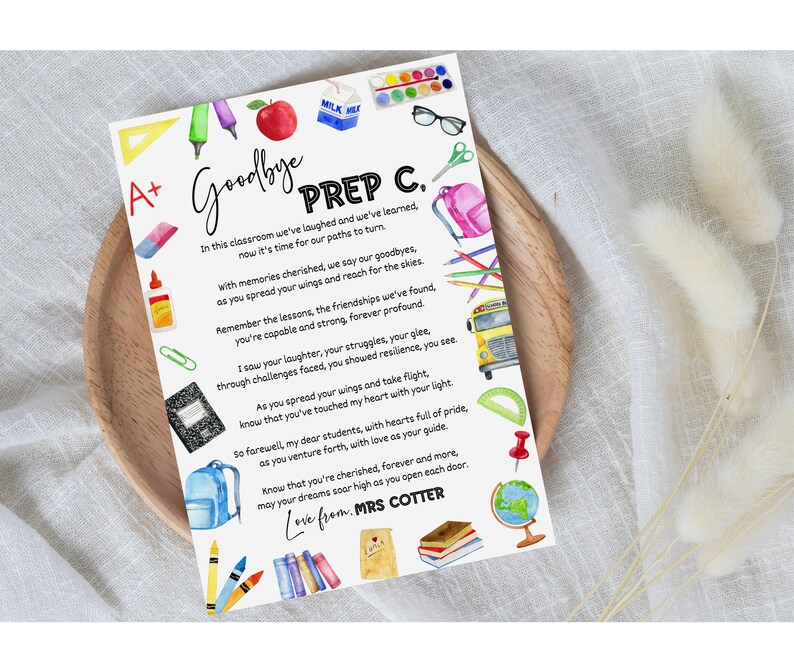 Goodbye Letter From Teacher Personalized Student Gifts End of Year ...