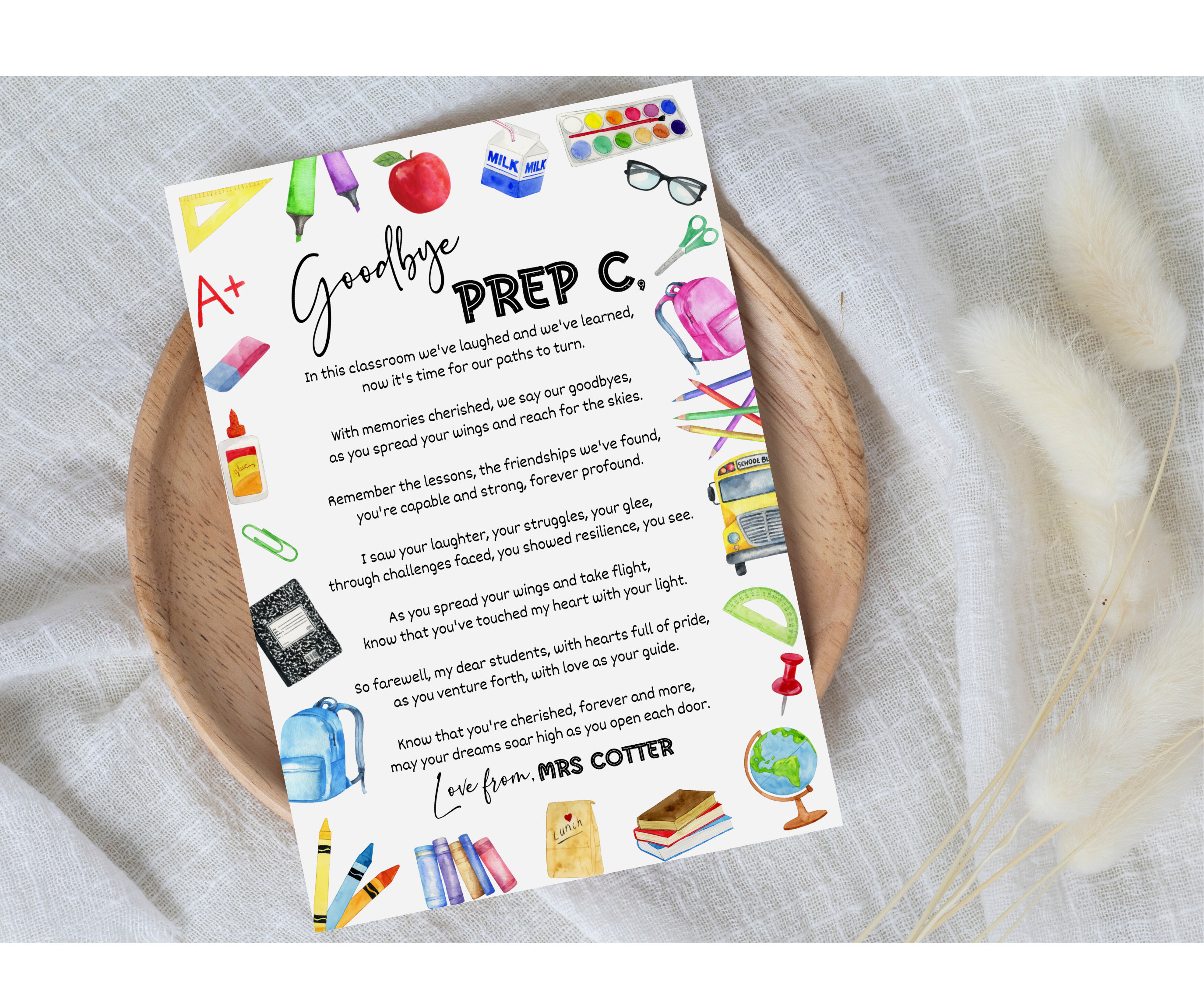 Goodbye Letter From Teacher Personalized Student Gifts End of Year ...